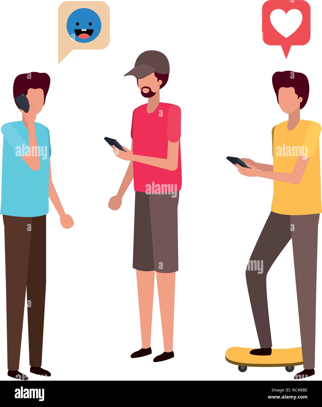 men with smartphone and speech bubble character Stock Vector Image ...