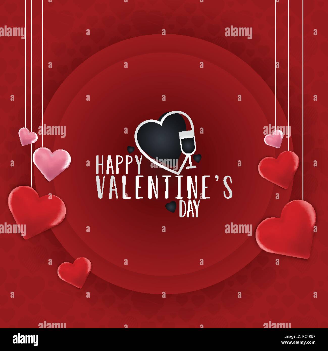 Happy Valentine's Day Red background. Vector Illustration Stock Vector ...