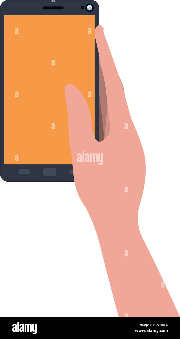 hand with smart phone isolated icon Stock Vector Image & Art - Alamy