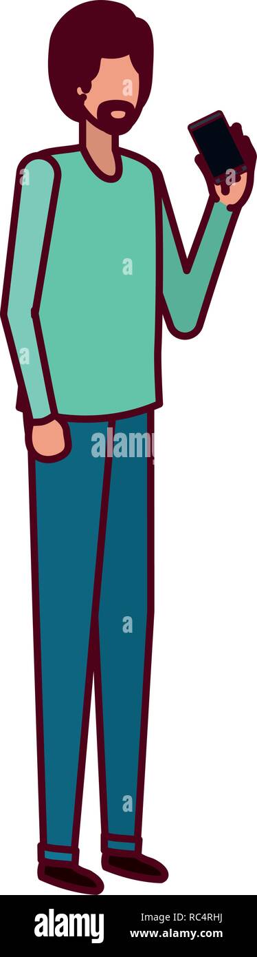 young man with smartphone avatar character Stock Vector Image & Art - Alamy