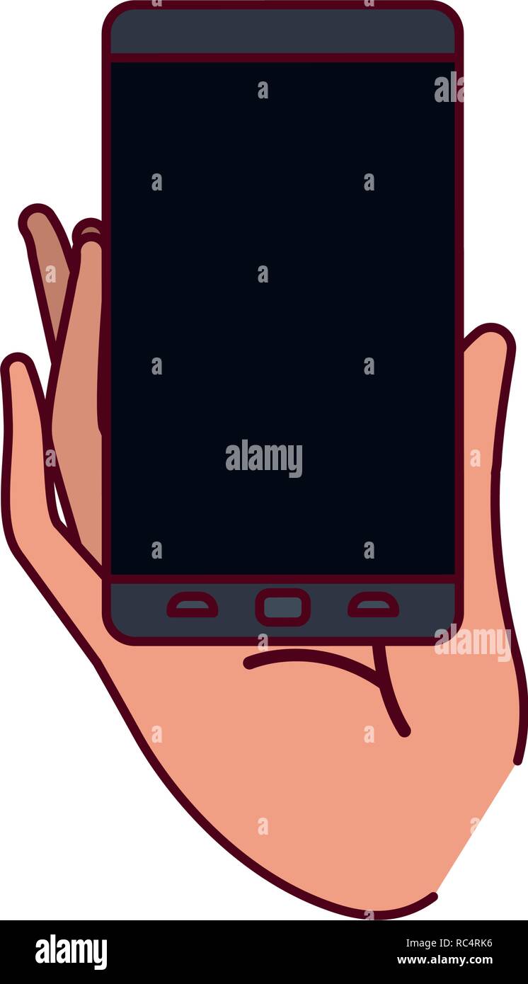 hand with smart phone isolated icon Stock Vector Image & Art - Alamy