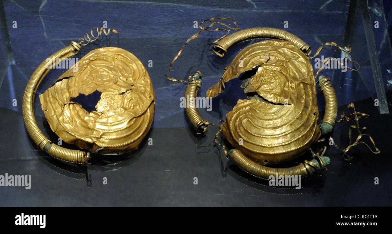 Scandinavia. Gold brooch from 800 BC, from Larkollen, Rygge, Ostfold ...