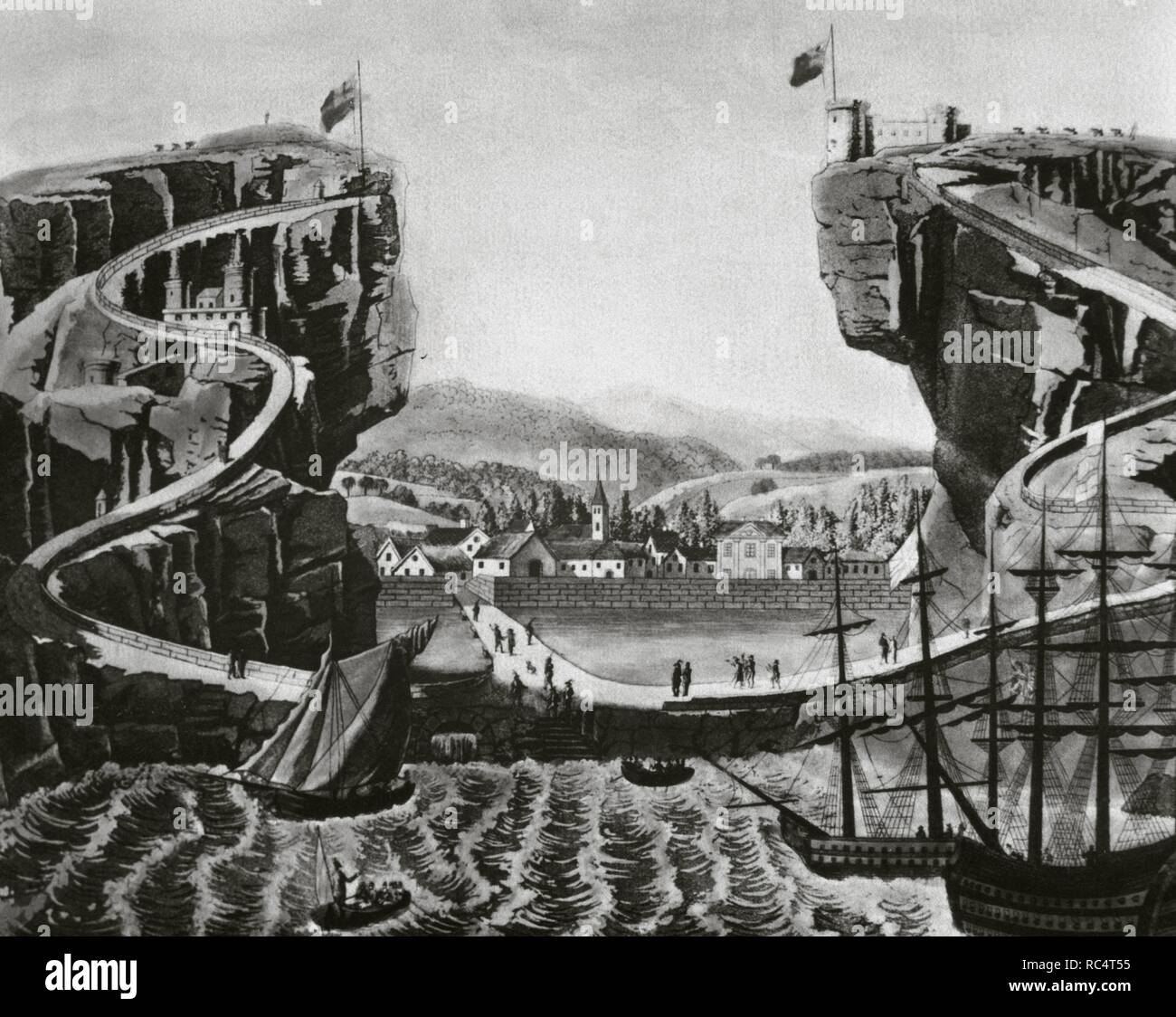 View of the Island of Saint Helena, 1815. Here Napoleon Bonaparte (1769 ...