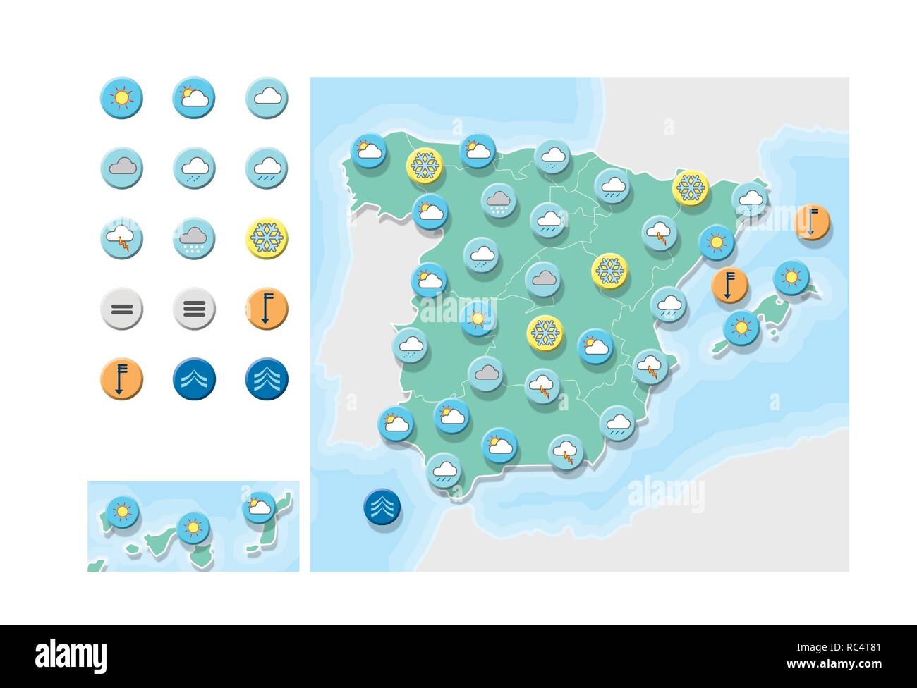 Weather symbols map hi-res stock photography and images - Alamy