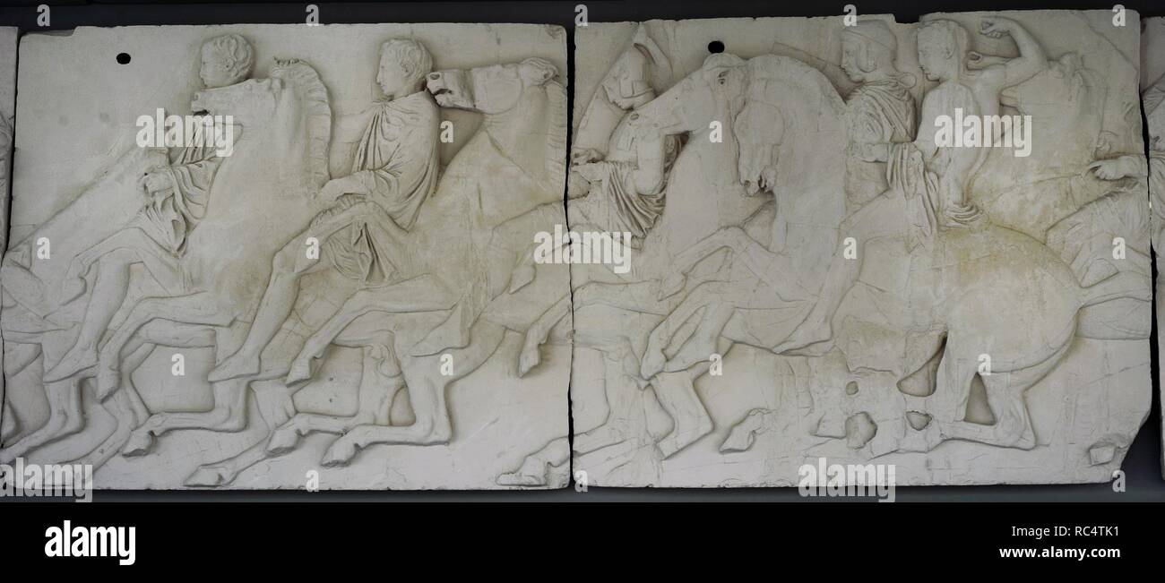 North frieze of Parthenon, Acropolis of Athens. Blocks N XLIII figures ...