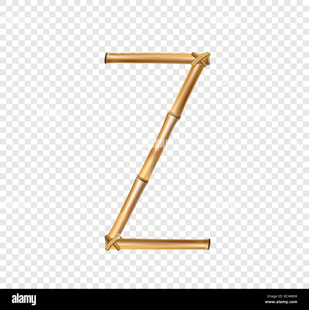 Vector bamboo alphabet. Capital letter Z made of realistic brown dry ...