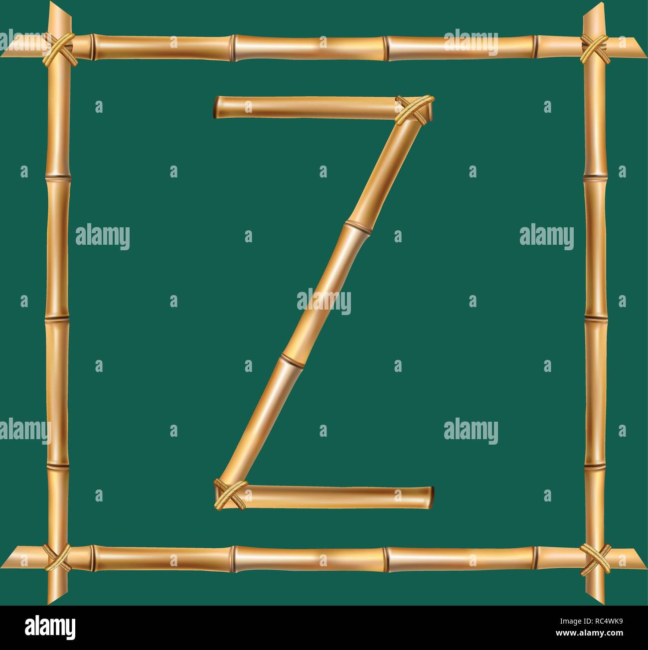 Vector bamboo alphabet. Capital letter Z made of realistic brown dry ...