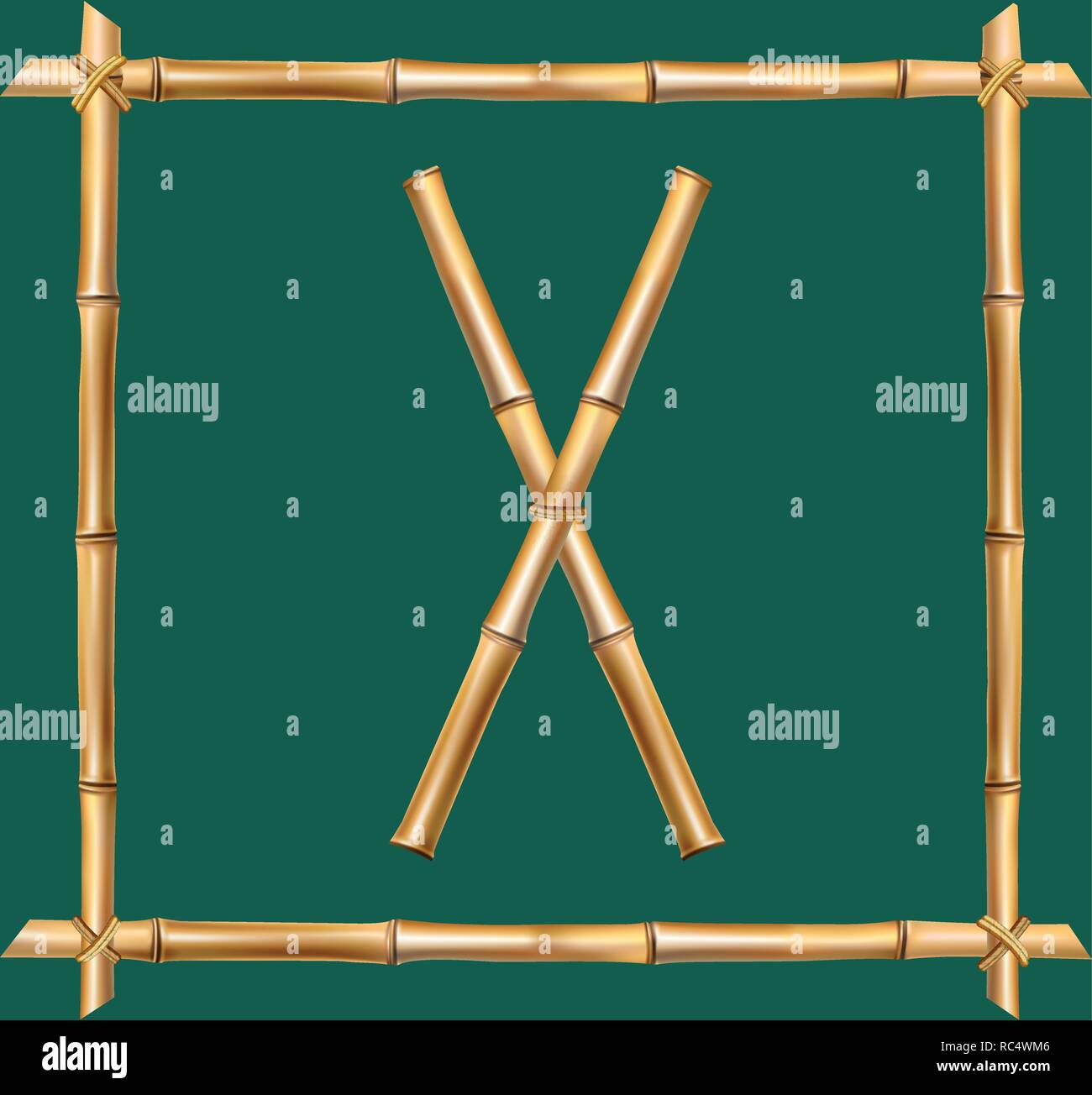 Vector bamboo alphabet. Capital letter X made of realistic brown dry ...