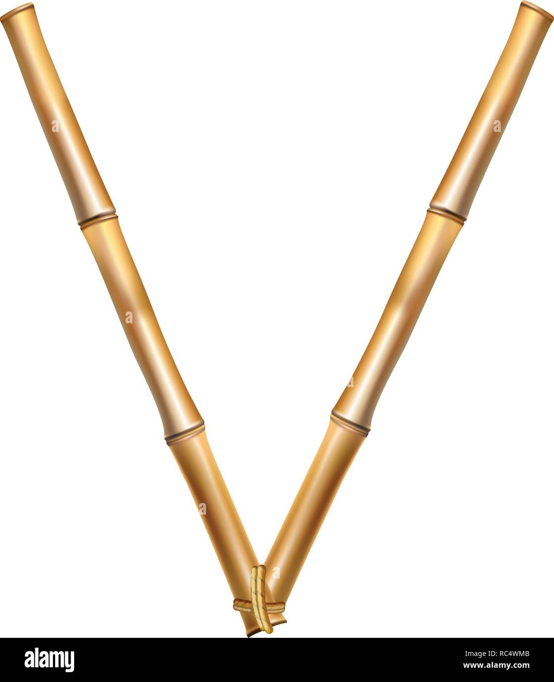 Vector bamboo alphabet. Capital letter V made of realistic brown dry ...