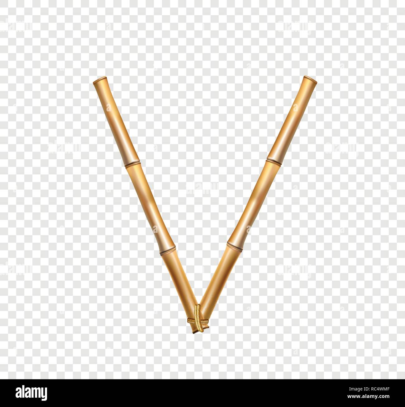 Vector bamboo alphabet. Capital letter V made of realistic brown dry ...