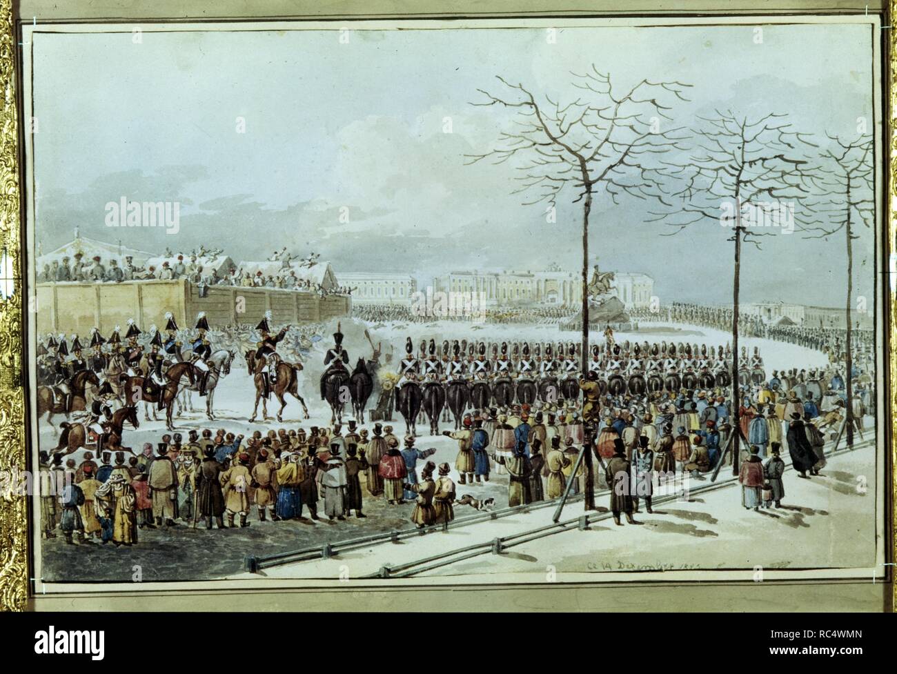 The Decembrist revolt at the Senate Square on December 14, 1825. Museum ...