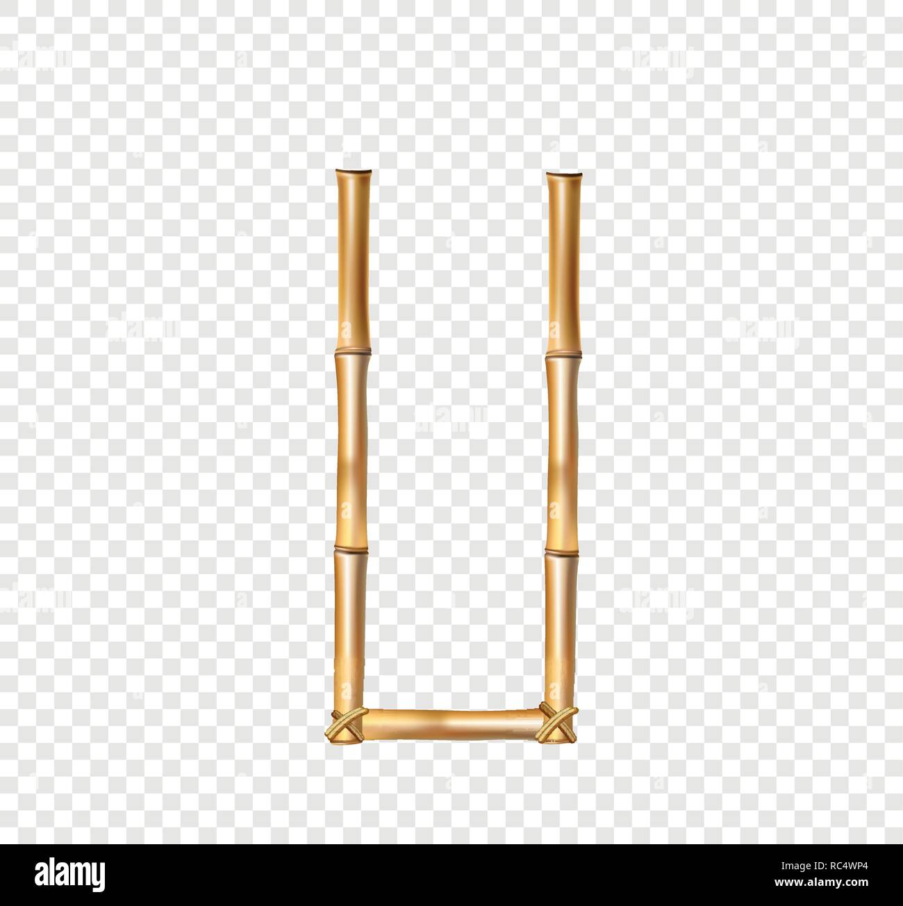 Vector bamboo alphabet. Capital letter U made of realistic brown dry ...
