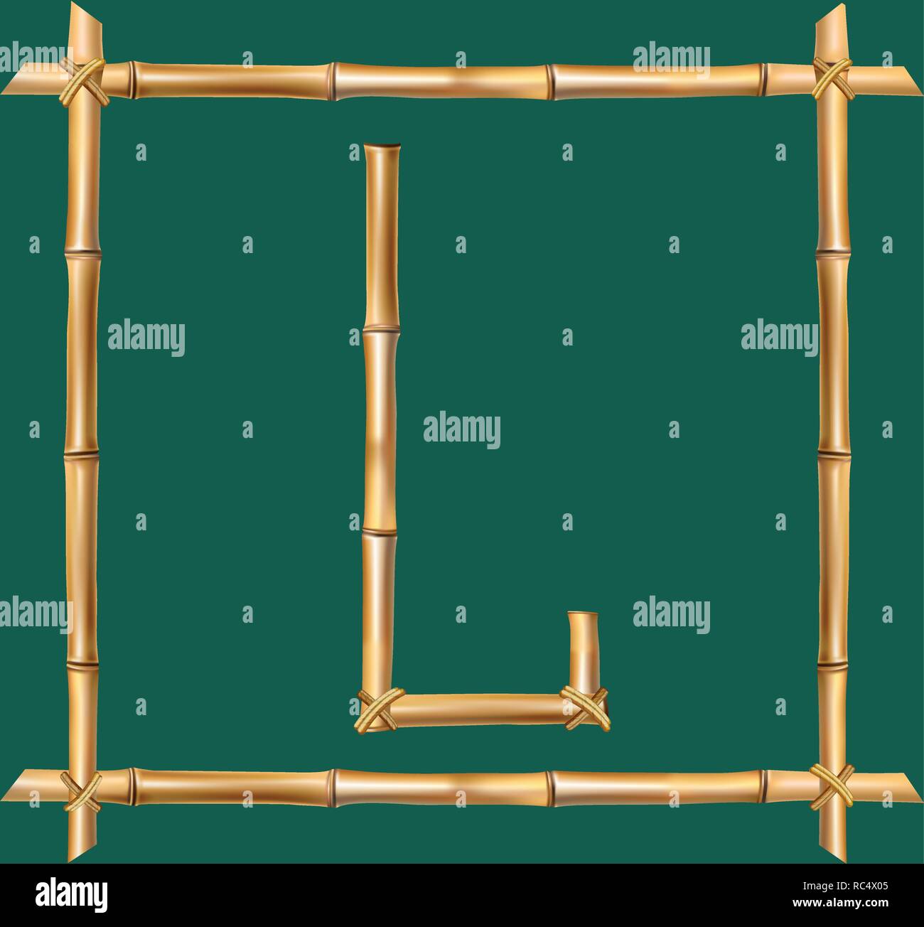 Vector bamboo alphabet. Capital letter L made of realistic brown dry ...