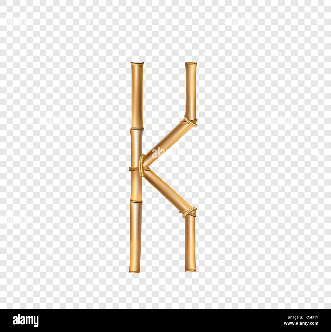 Vector bamboo alphabet. Capital letter K made of realistic brown dry ...