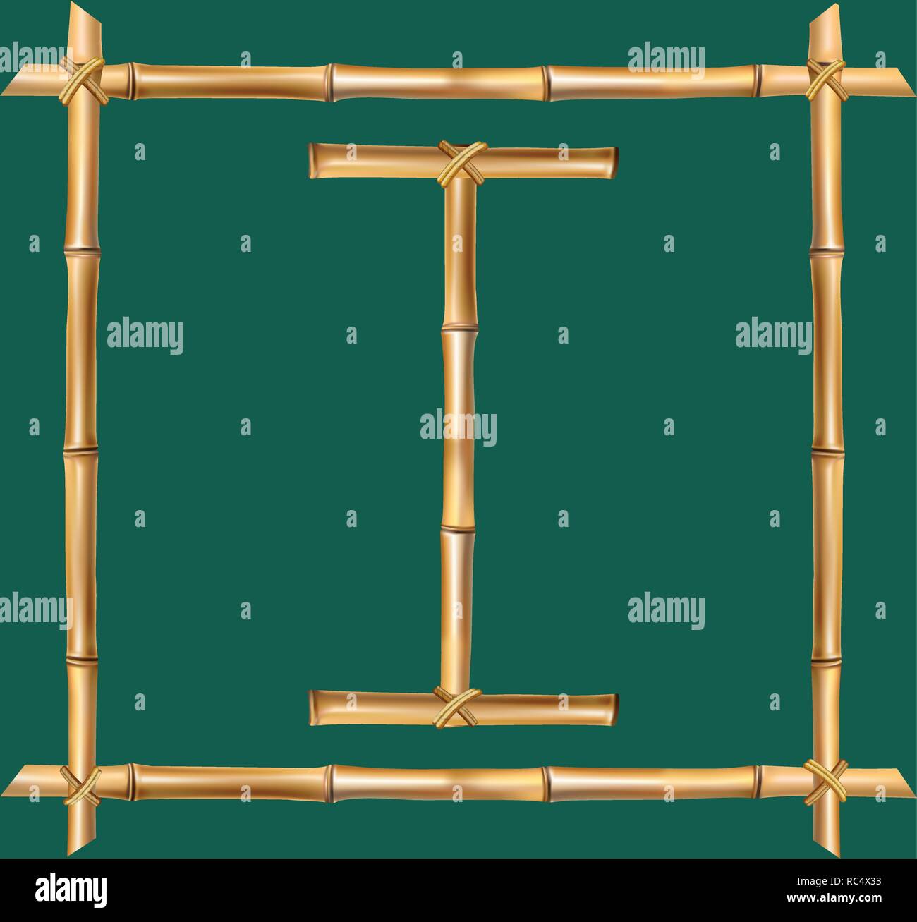 Vector bamboo alphabet. Capital letter I made of realistic brown dry ...