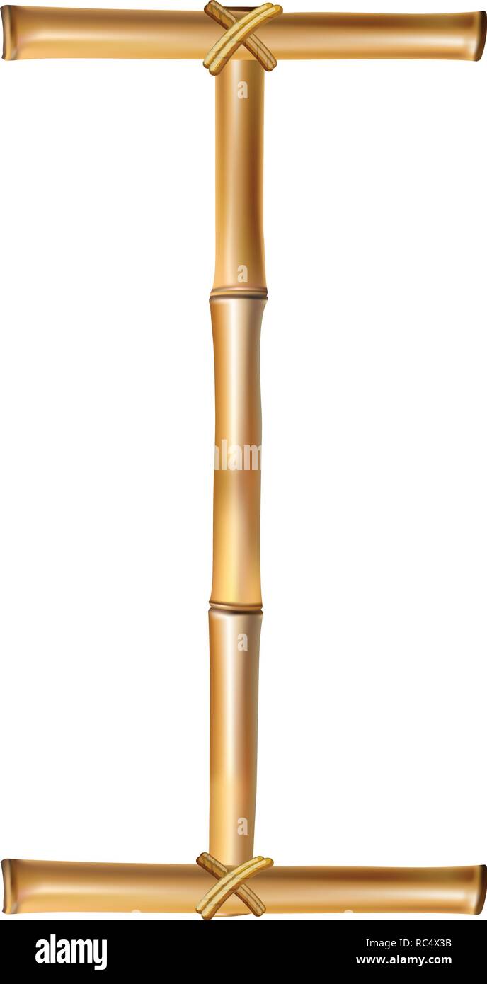 Vector bamboo alphabet. Capital letter I made of realistic brown dry ...