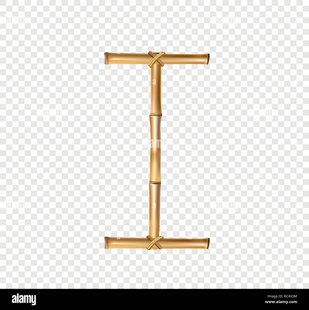 Vector bamboo alphabet. Capital letter I made of realistic brown dry ...