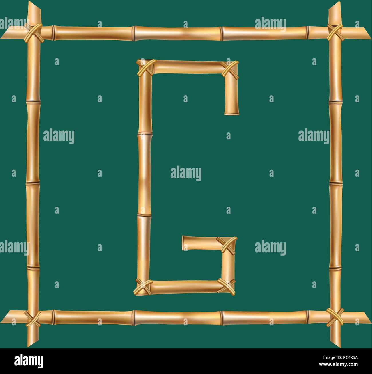 Vector bamboo alphabet. Capital letter G made of realistic brown dry ...