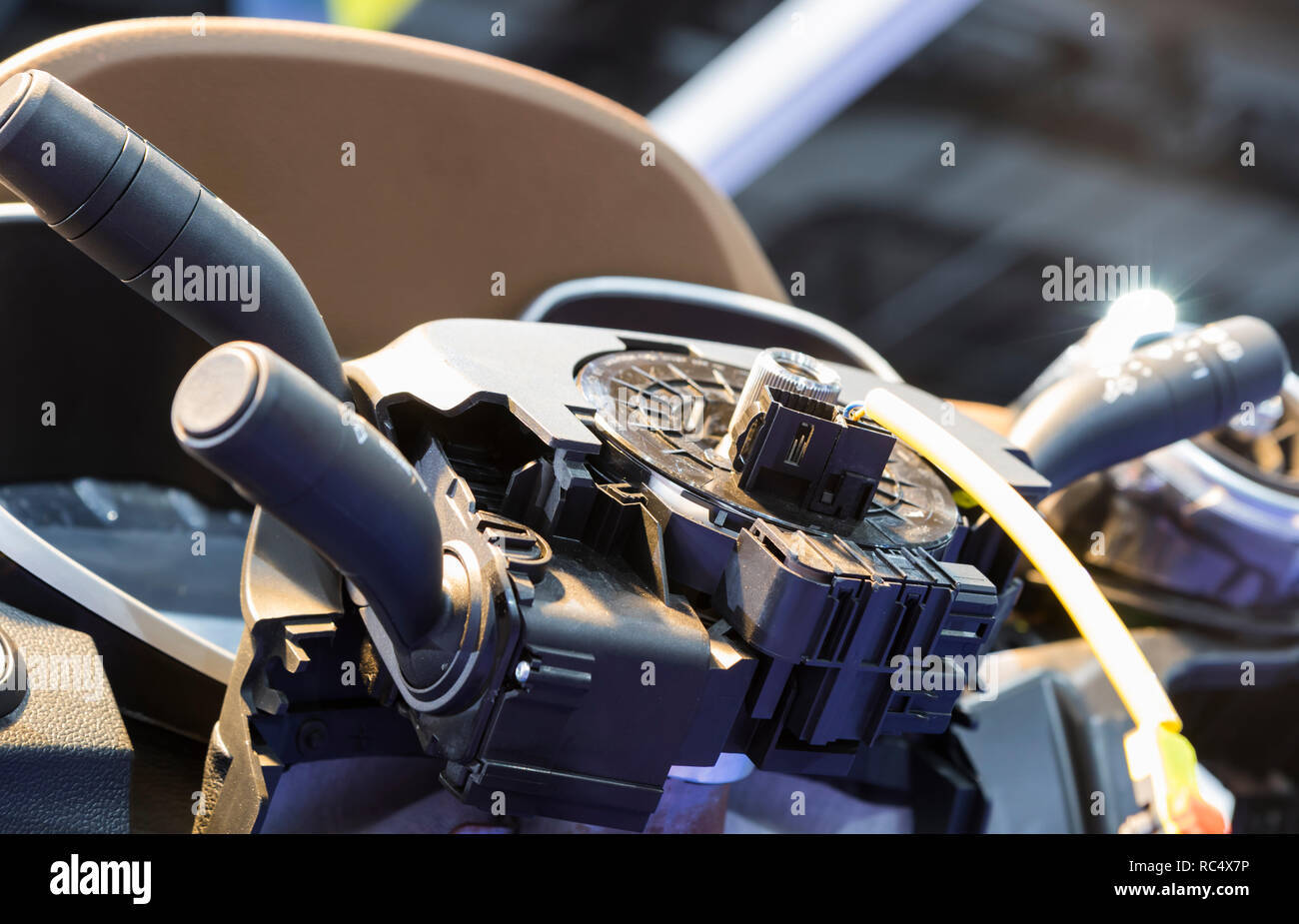 automotive steering wheel assembly process ; selective focus Stock ...