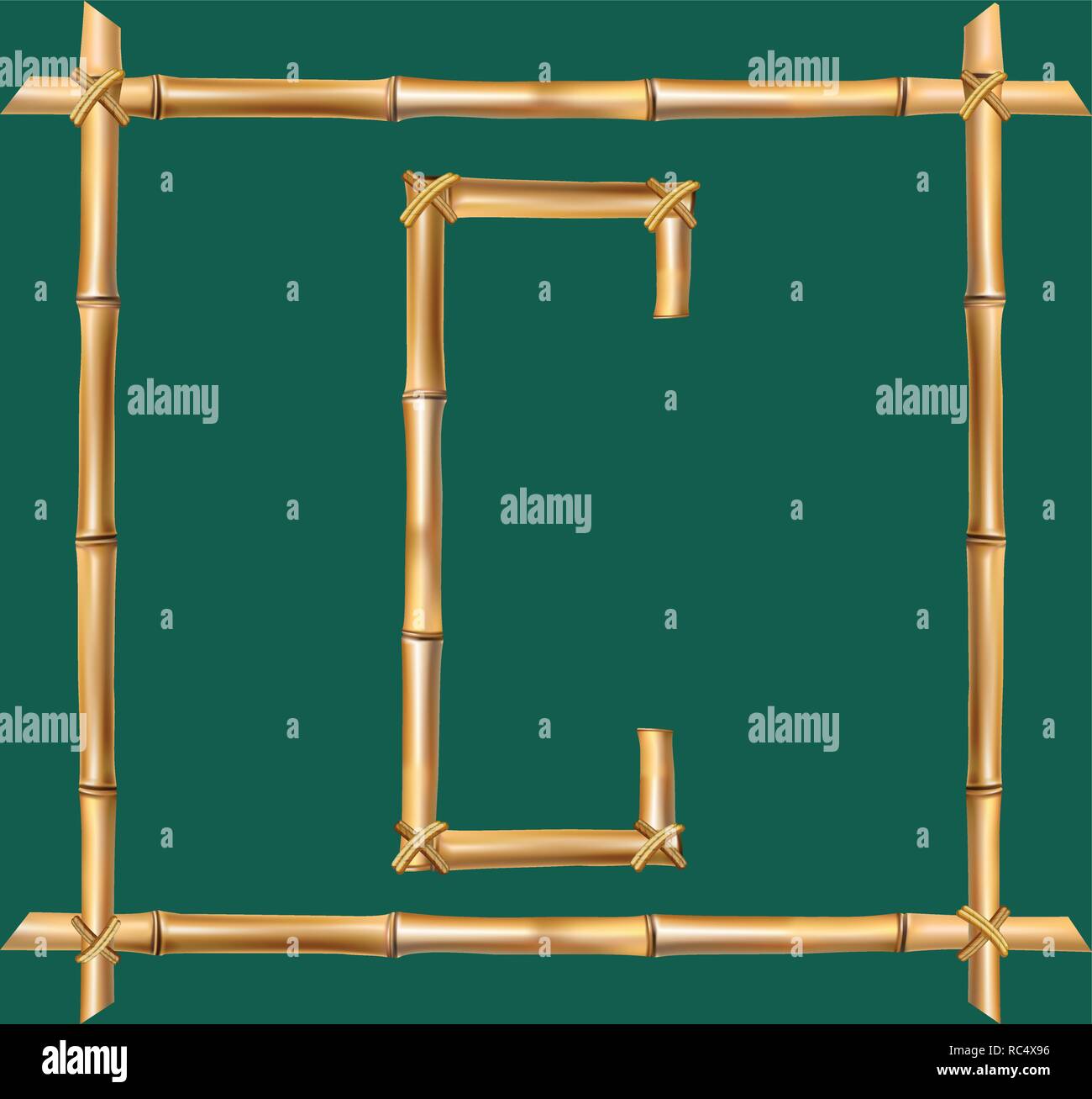 Vector bamboo alphabet. Capital letter C made of realistic brown dry ...