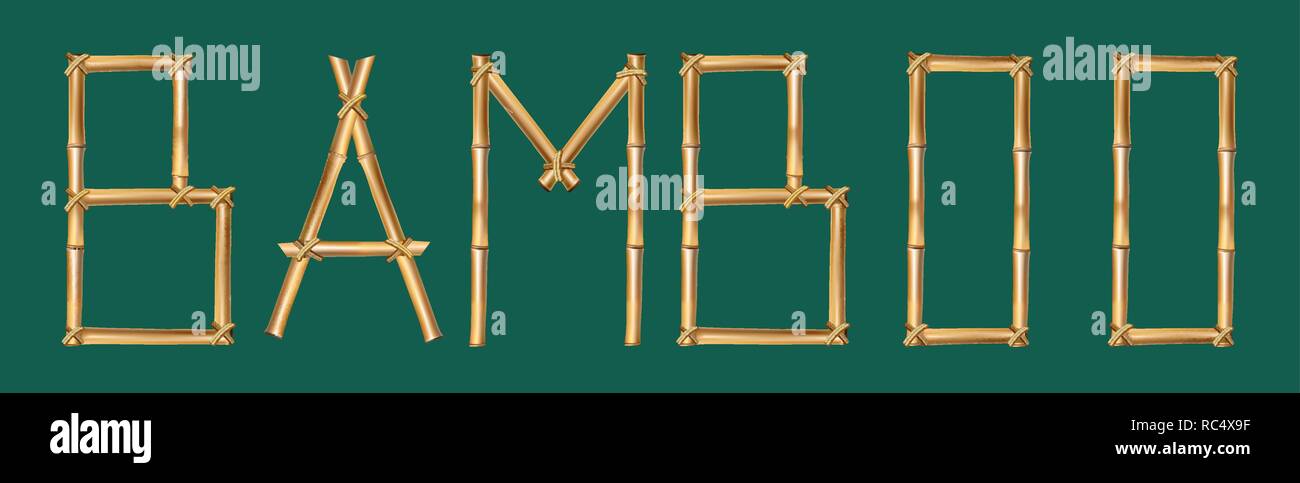 Vector word bamboo of capital letters made of realistic brown dry ...