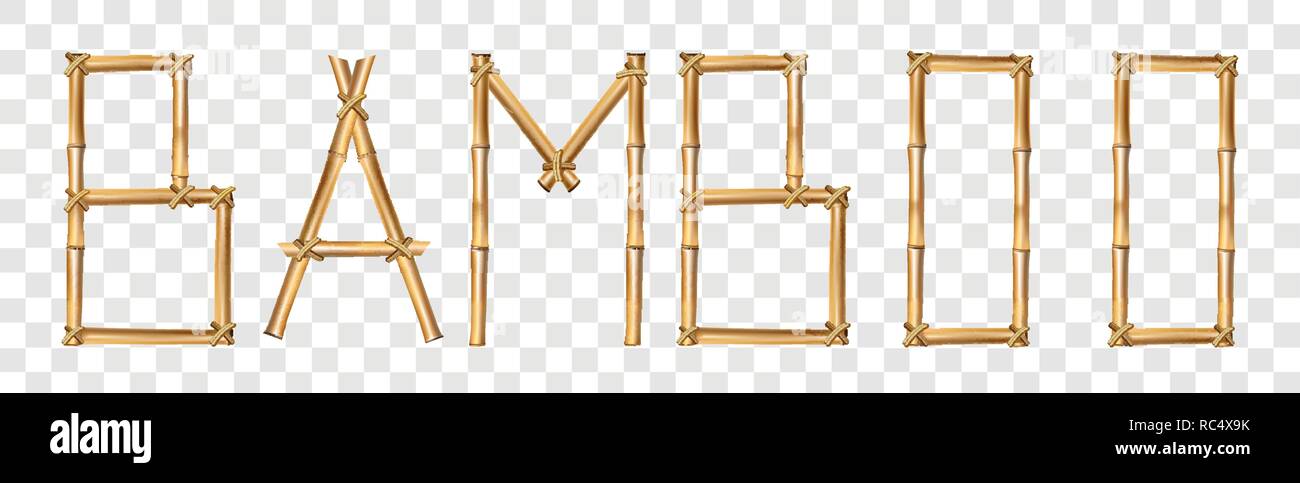 Vector word bamboo of capital letters made of realistic brown dry ...