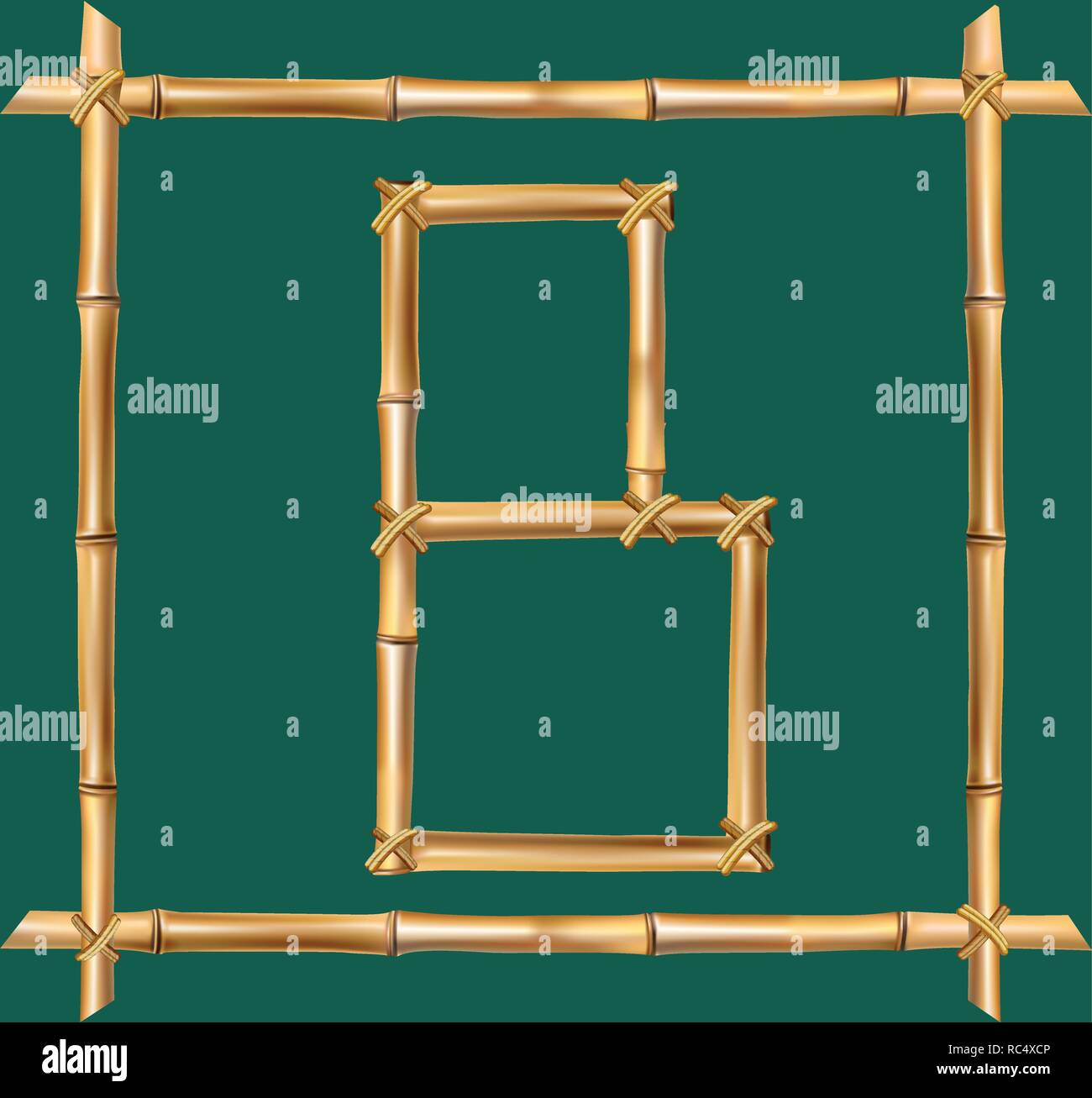 Vector bamboo alphabet. Capital letter B made of realistic brown dry ...