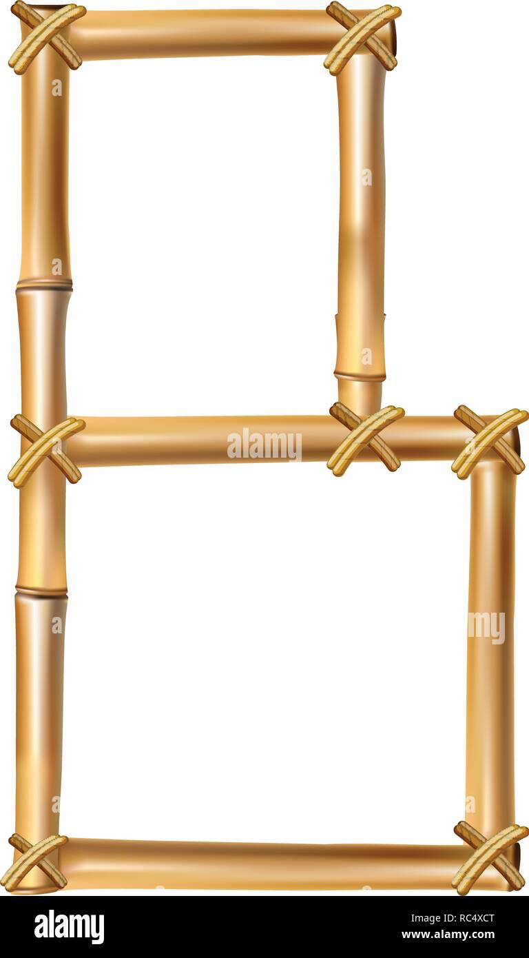 Vector bamboo alphabet. Capital letter B made of realistic brown dry ...