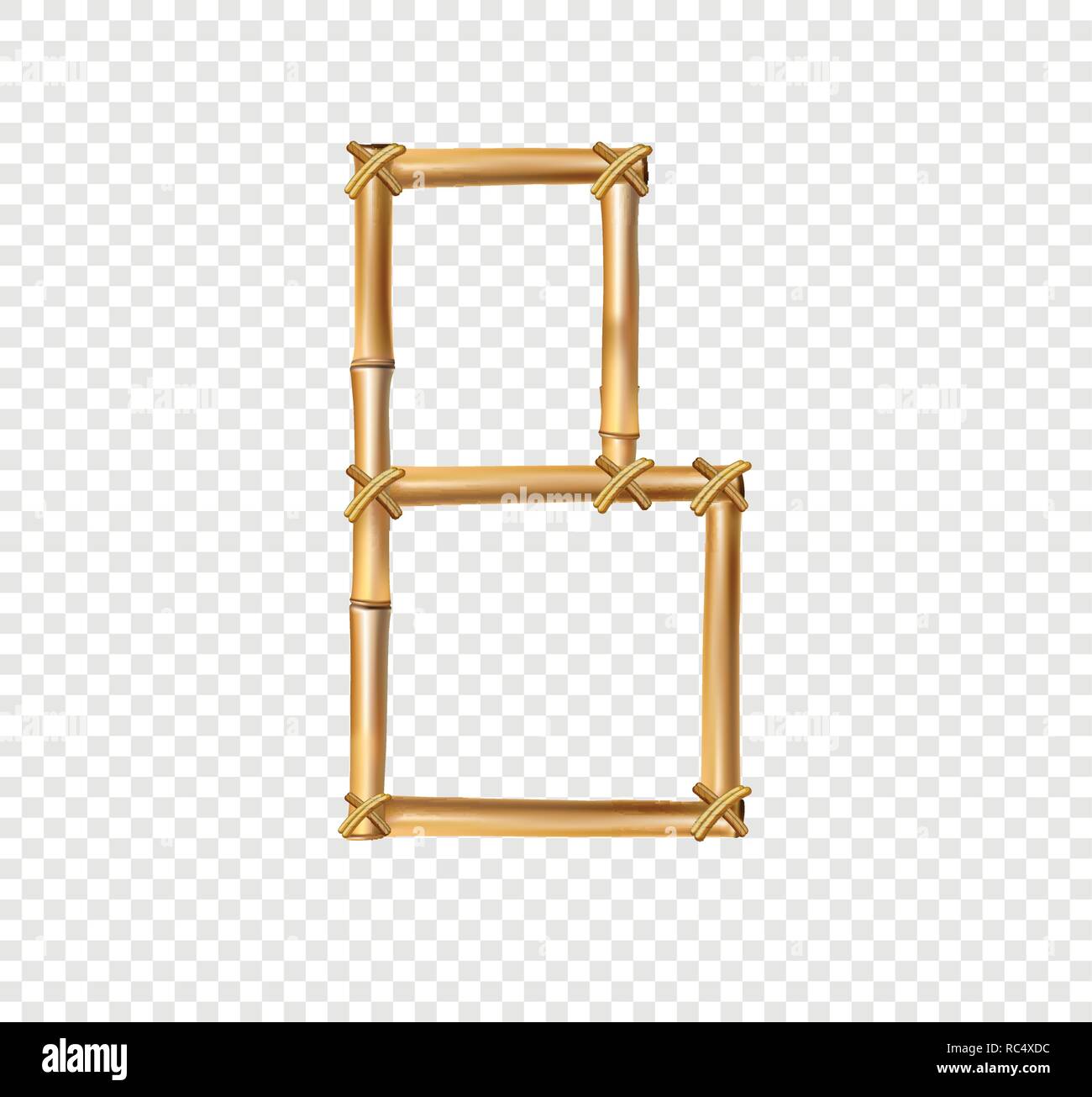 Vector bamboo alphabet. Capital letter B made of realistic brown dry ...
