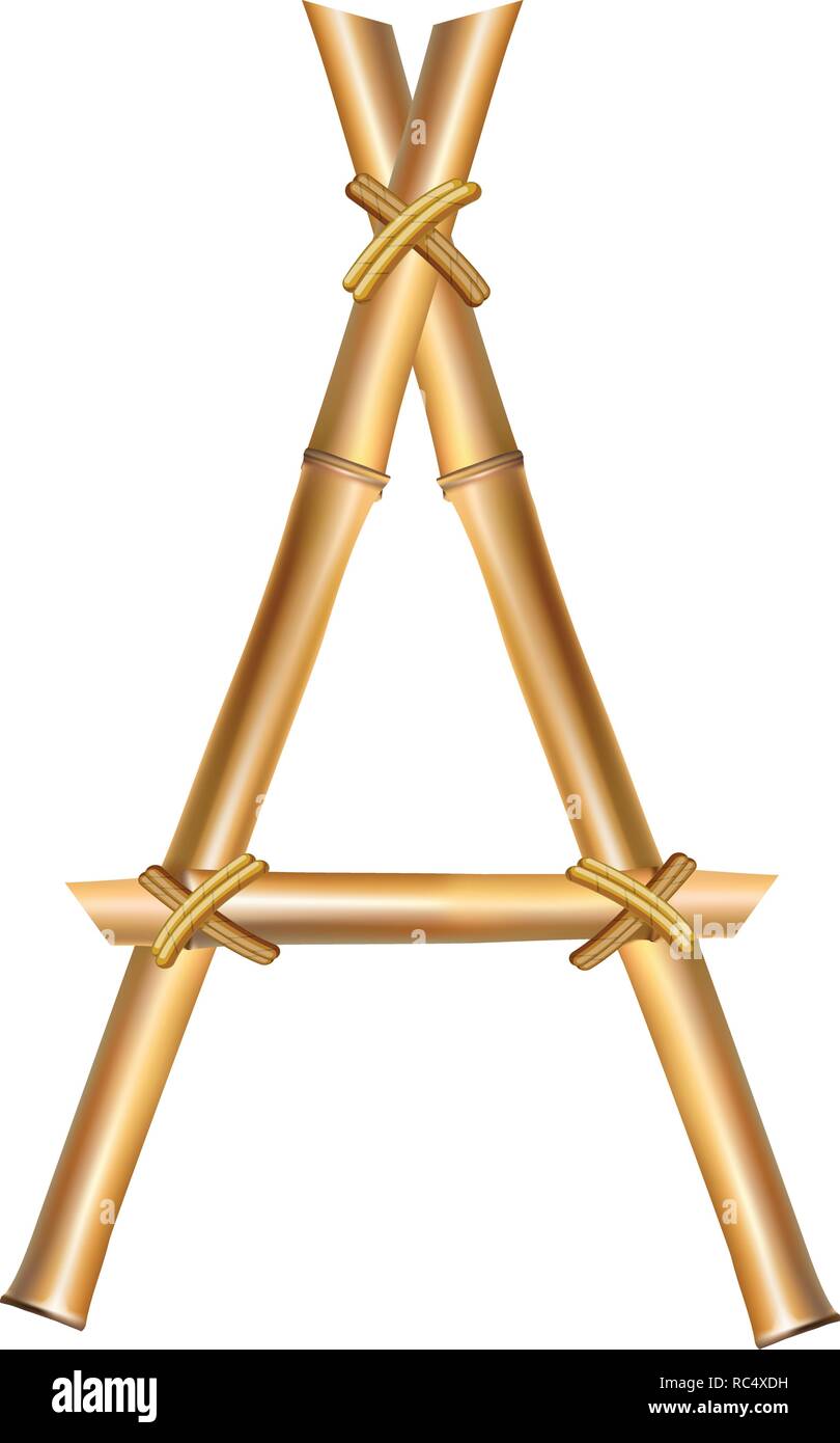 Vector bamboo alphabet. Capital letter A made of realistic brown dry ...