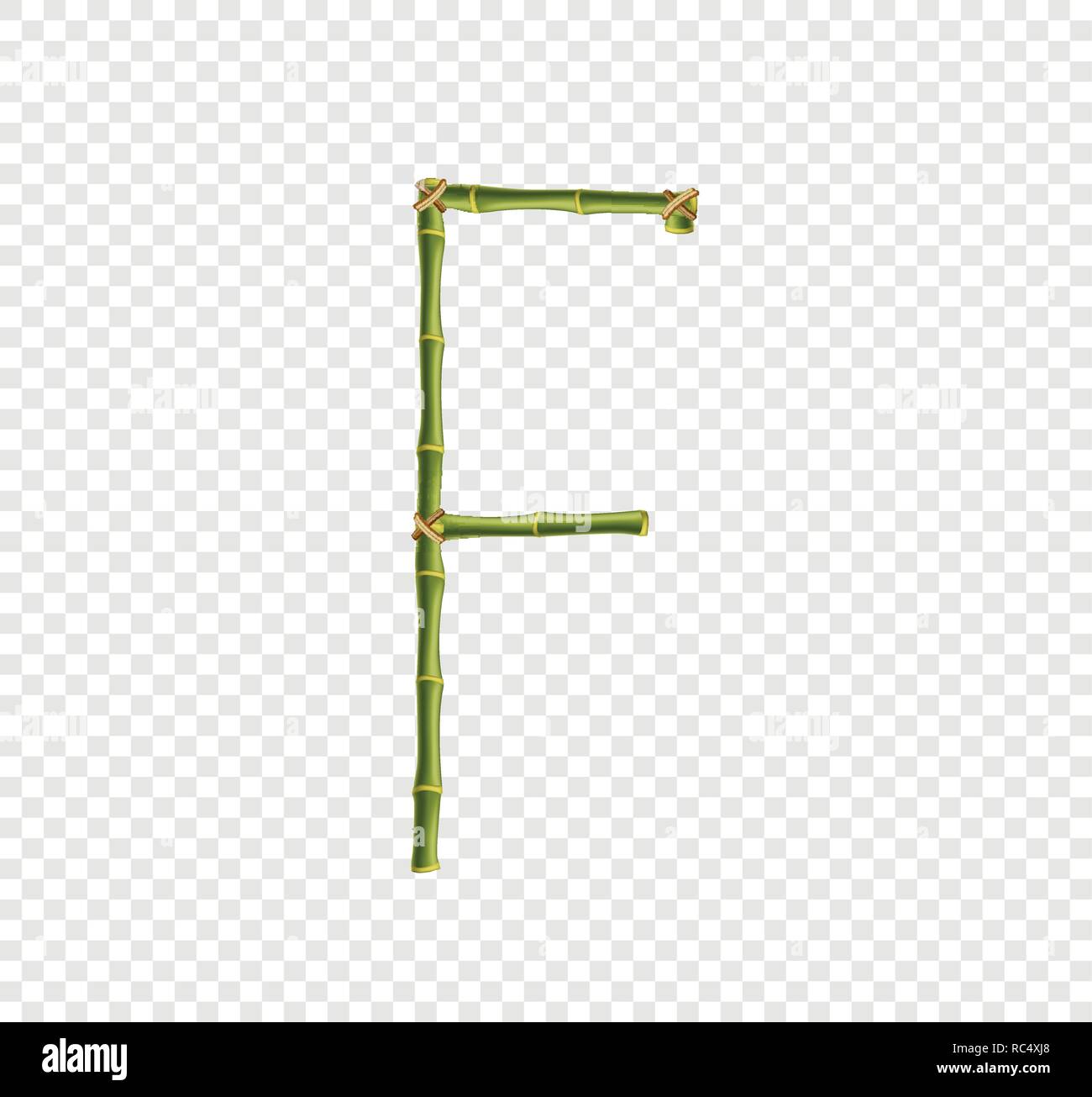 Vector bamboo alphabet. Capital letter F made of realistic green bamboo ...
