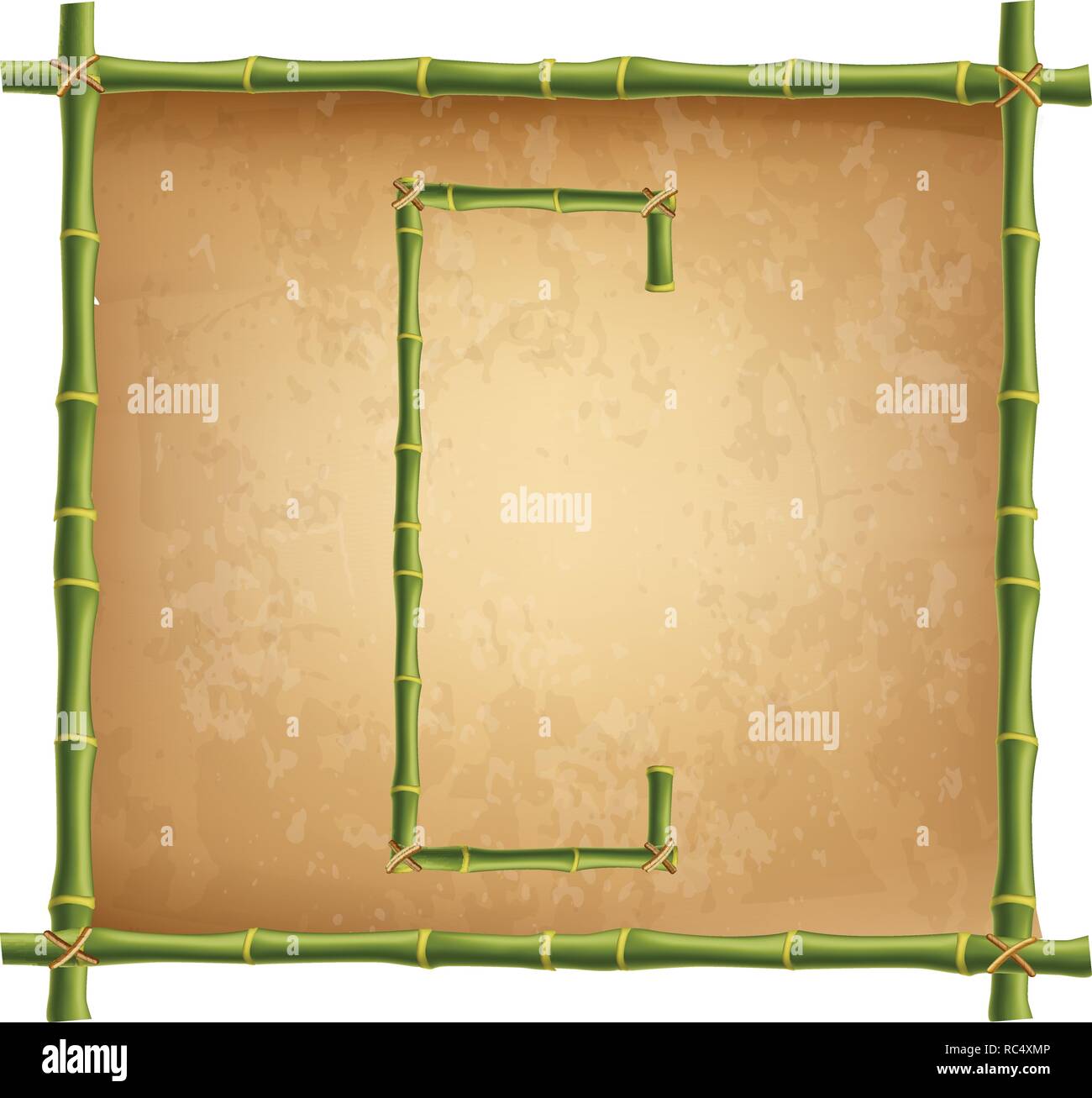 Vector bamboo alphabet. Capital letter C made of realistic green bamboo ...