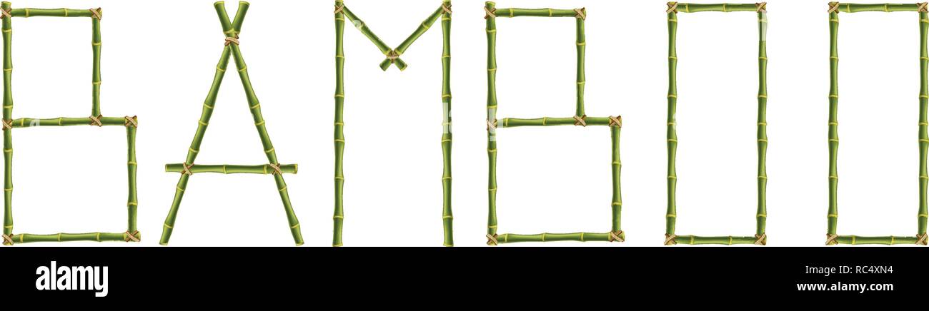 Vector word bamboo of capital letters made of realistic green bamboo ...