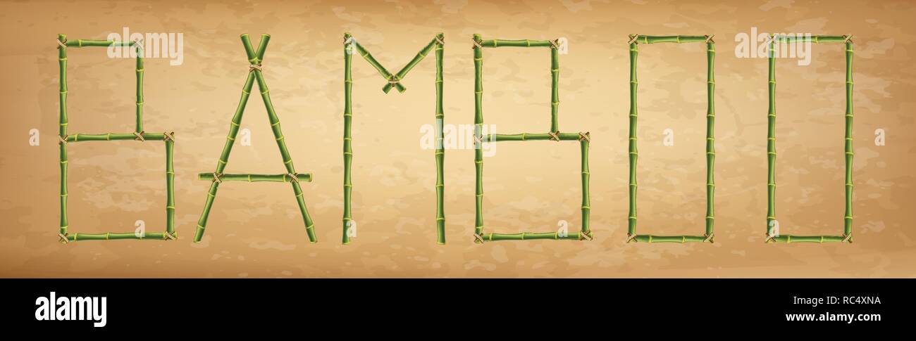 Vector word bamboo of capital letters made of realistic green bamboo ...