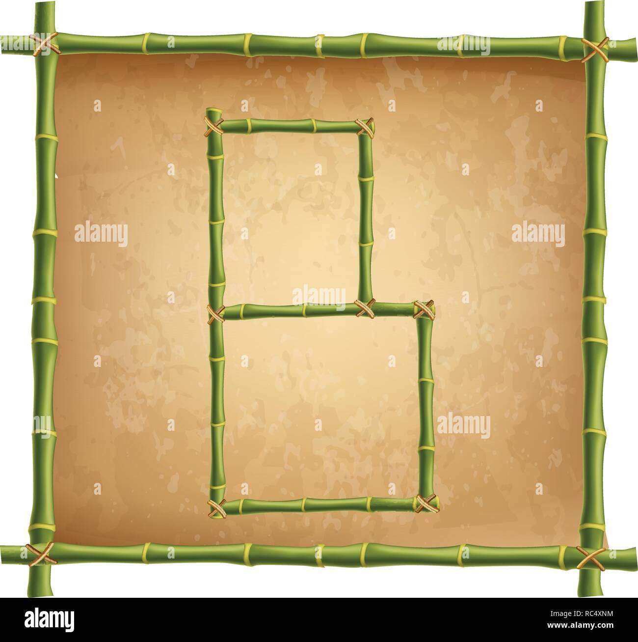 Vector bamboo alphabet. Capital letter B made of realistic green bamboo ...