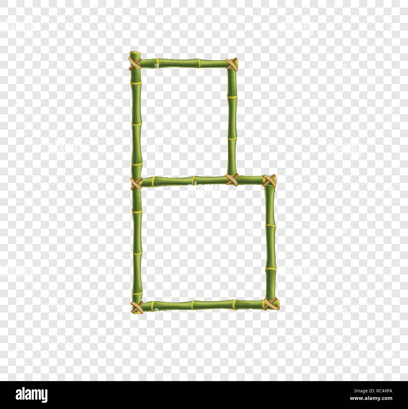 Vector bamboo alphabet. Capital letter B made of realistic green bamboo ...