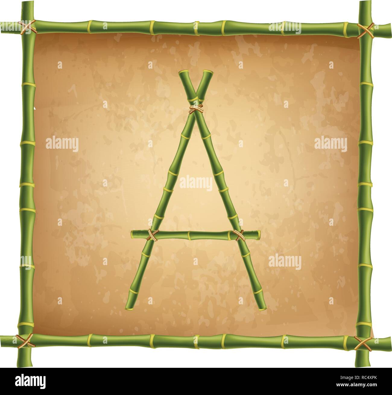 Vector bamboo alphabet. Capital letter A made of realistic green bamboo ...
