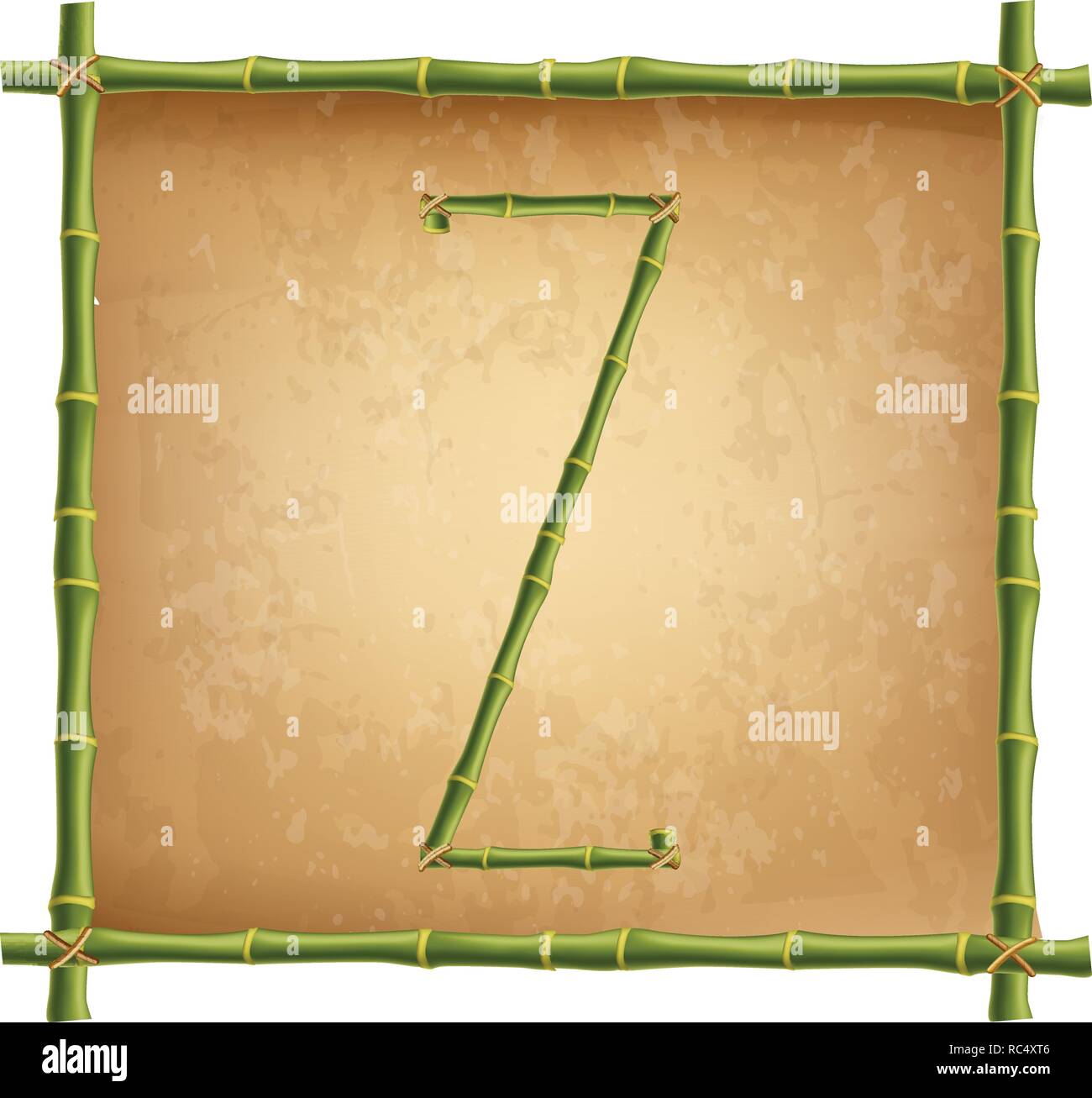 Vector bamboo alphabet. Capital letter Z made of realistic green bamboo ...