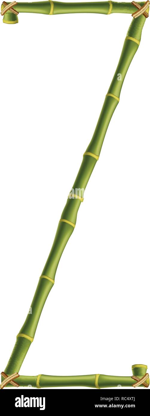 Vector bamboo alphabet. Capital letter Z made of realistic green bamboo ...