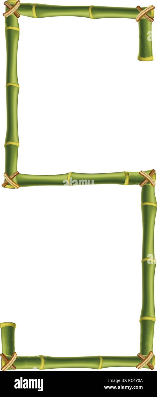 Vector bamboo alphabet. Capital letter S made of realistic green bamboo ...