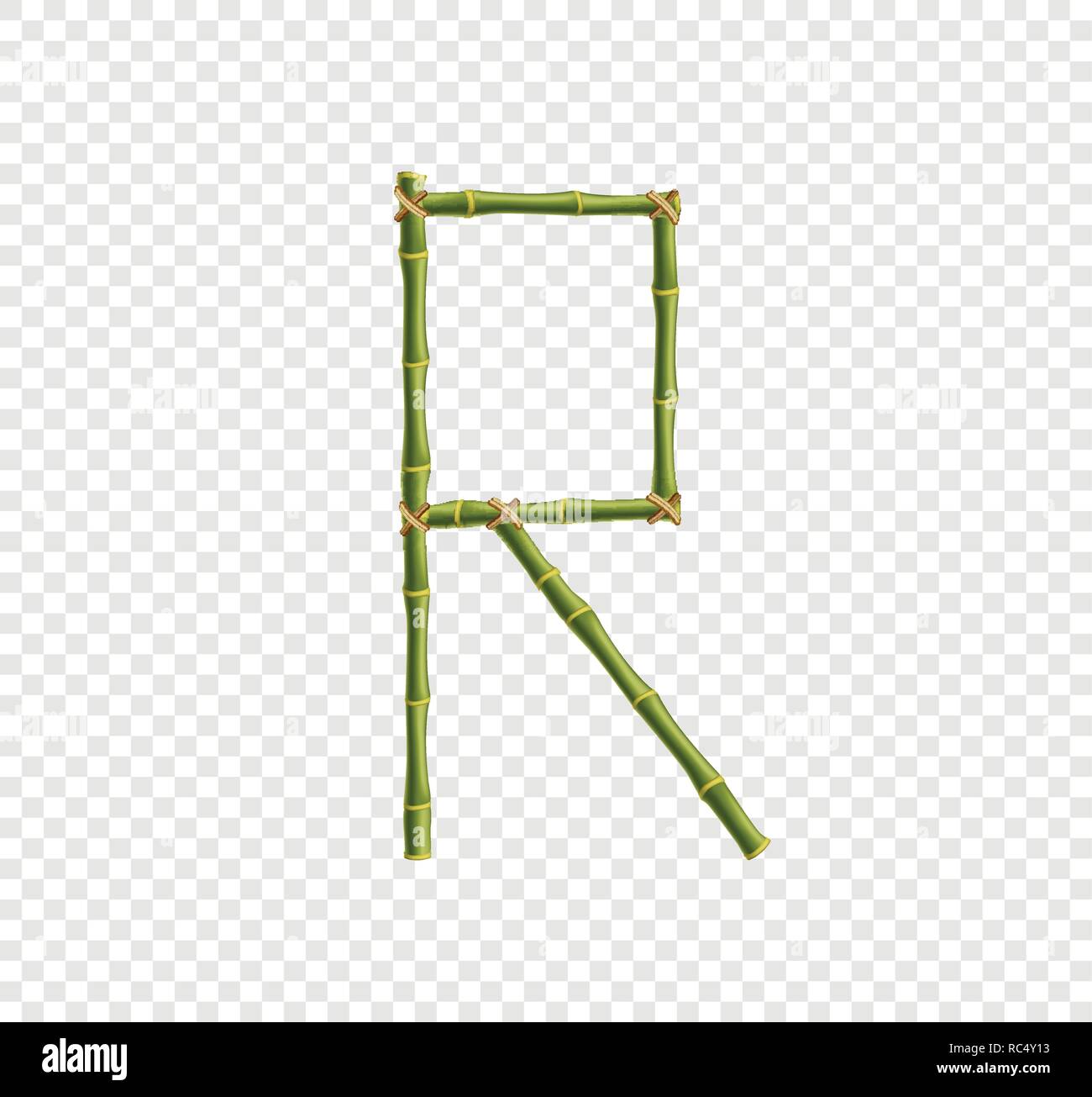 Vector bamboo alphabet. Capital letter R made of realistic green bamboo ...