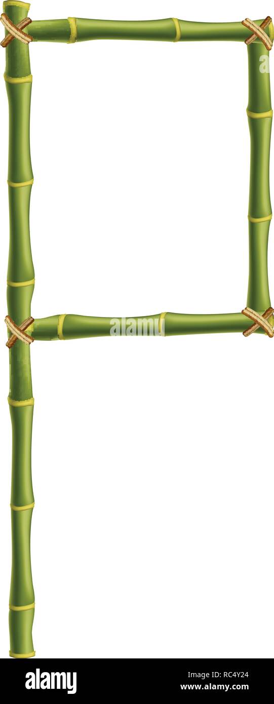 Vector bamboo alphabet. Capital letter P made of realistic green bamboo ...