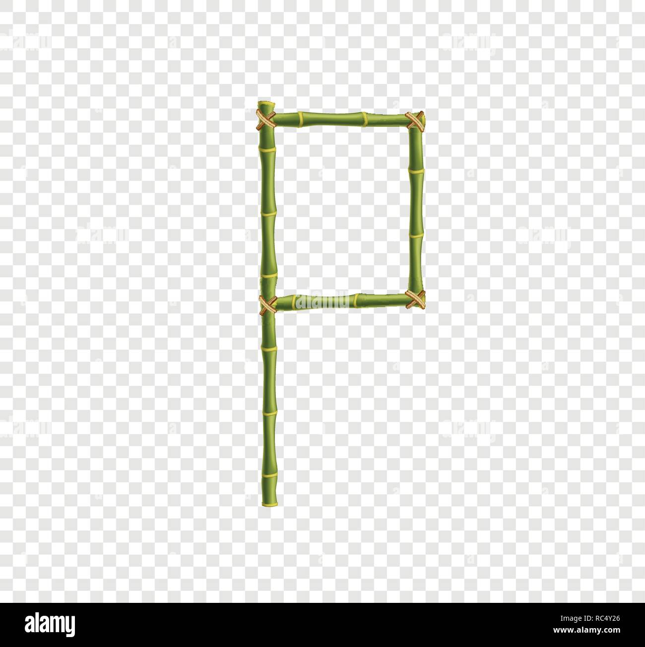 Vector bamboo alphabet. Capital letter P made of realistic green bamboo ...