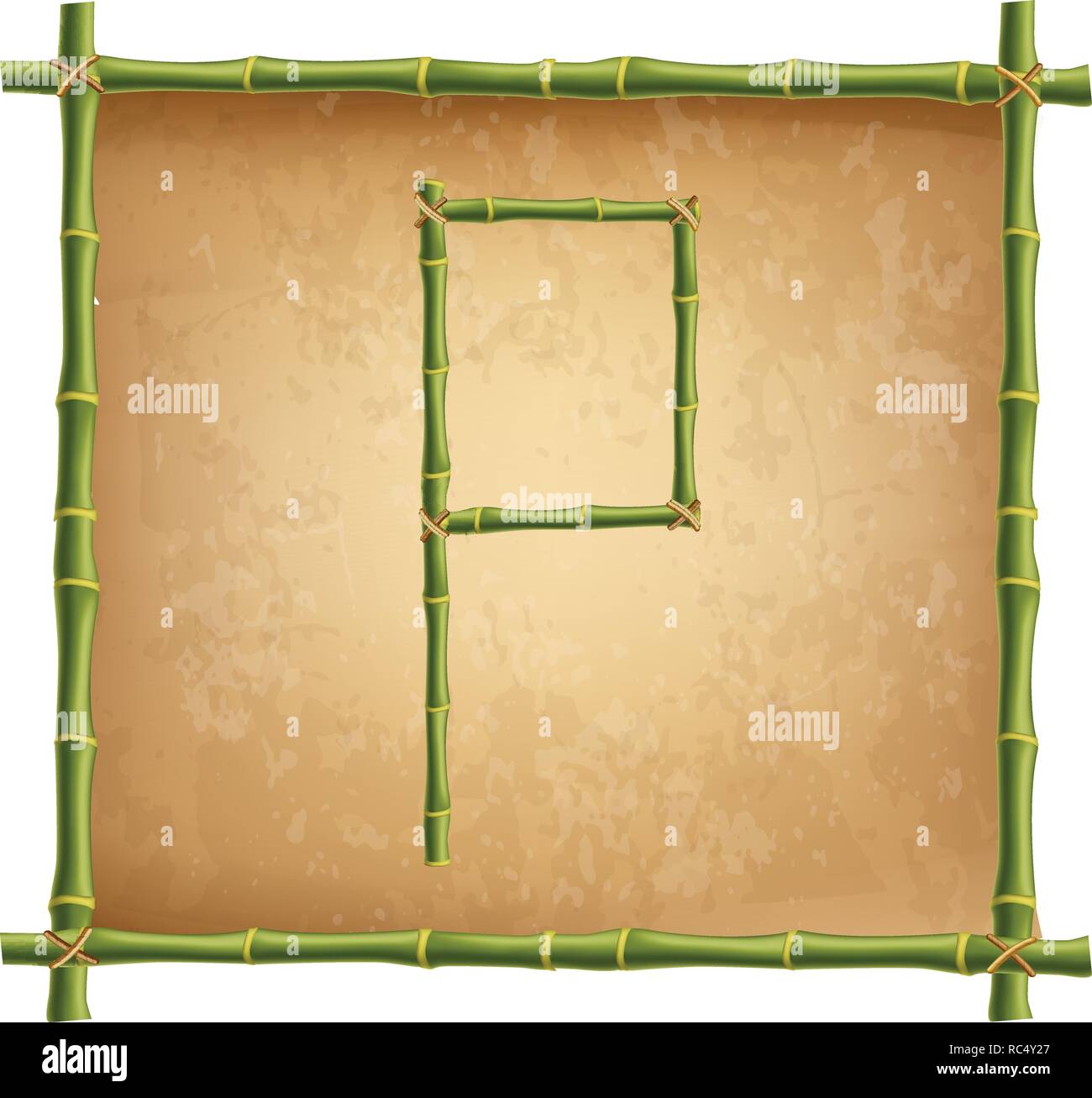 Vector bamboo alphabet. Capital letter P made of realistic green bamboo ...