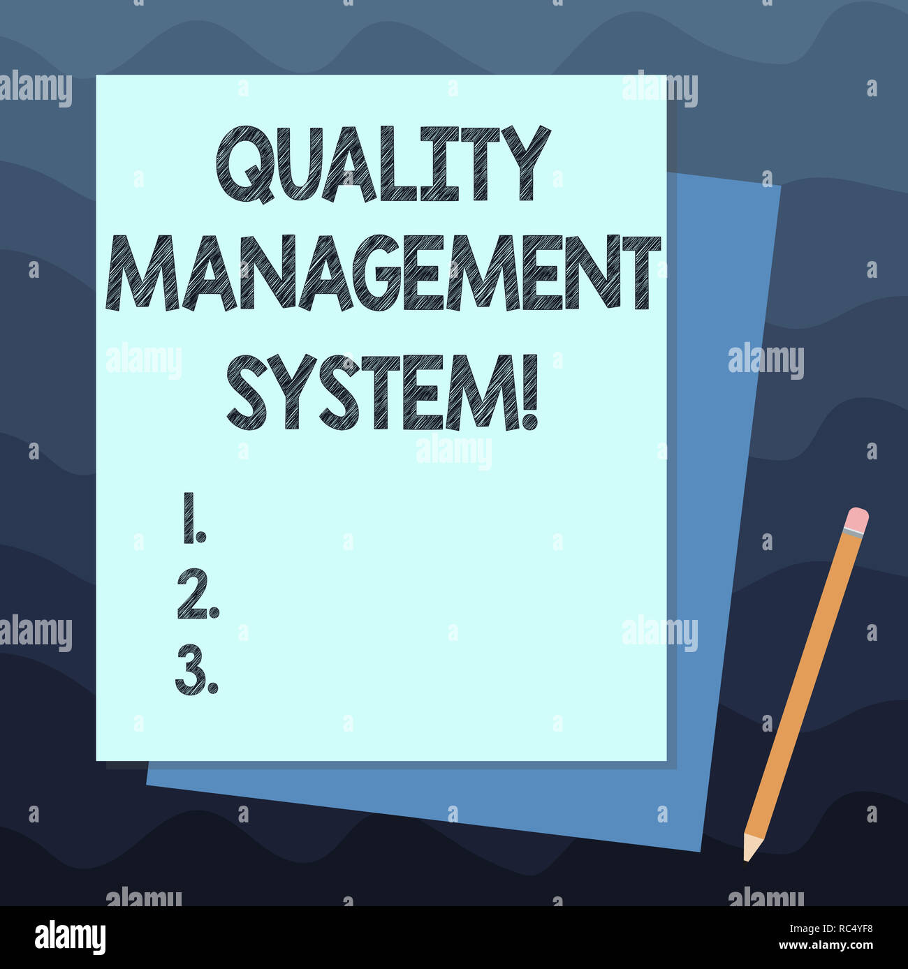 Handwriting text writing Quality Management System. Concept meaning ...