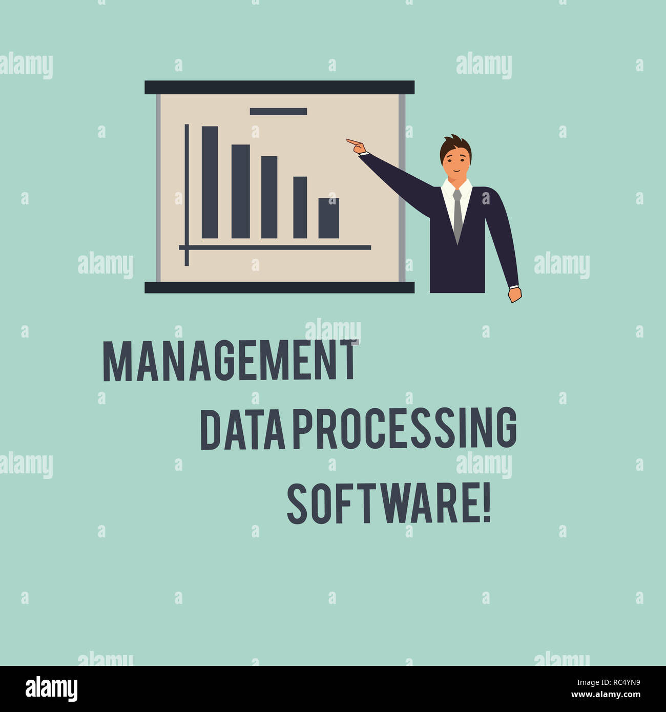 Handwriting text Management Data Processing Software. Concept meaning ...