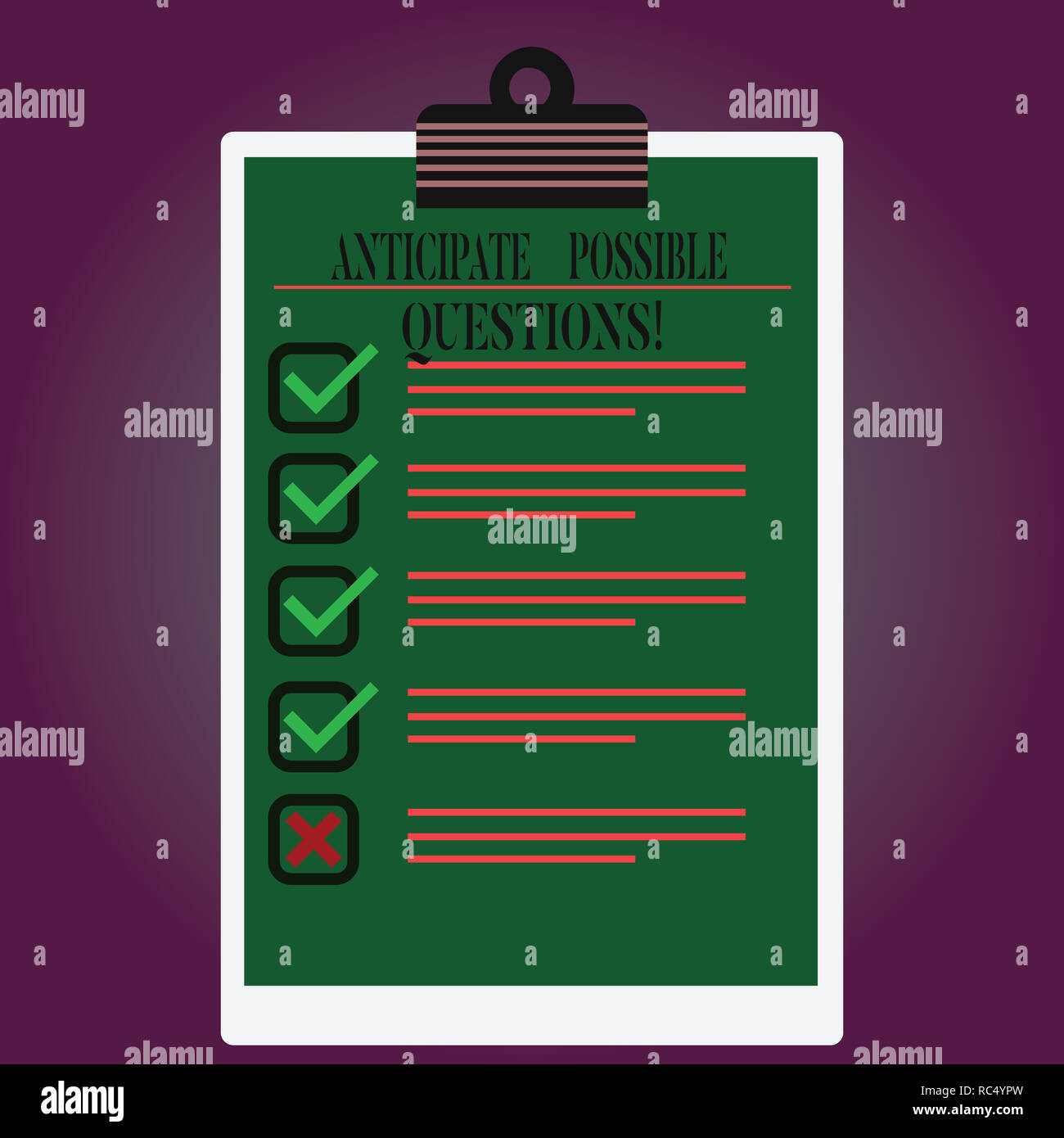 Handwriting text writing Anticipate Possible Questions. Concept meaning ...