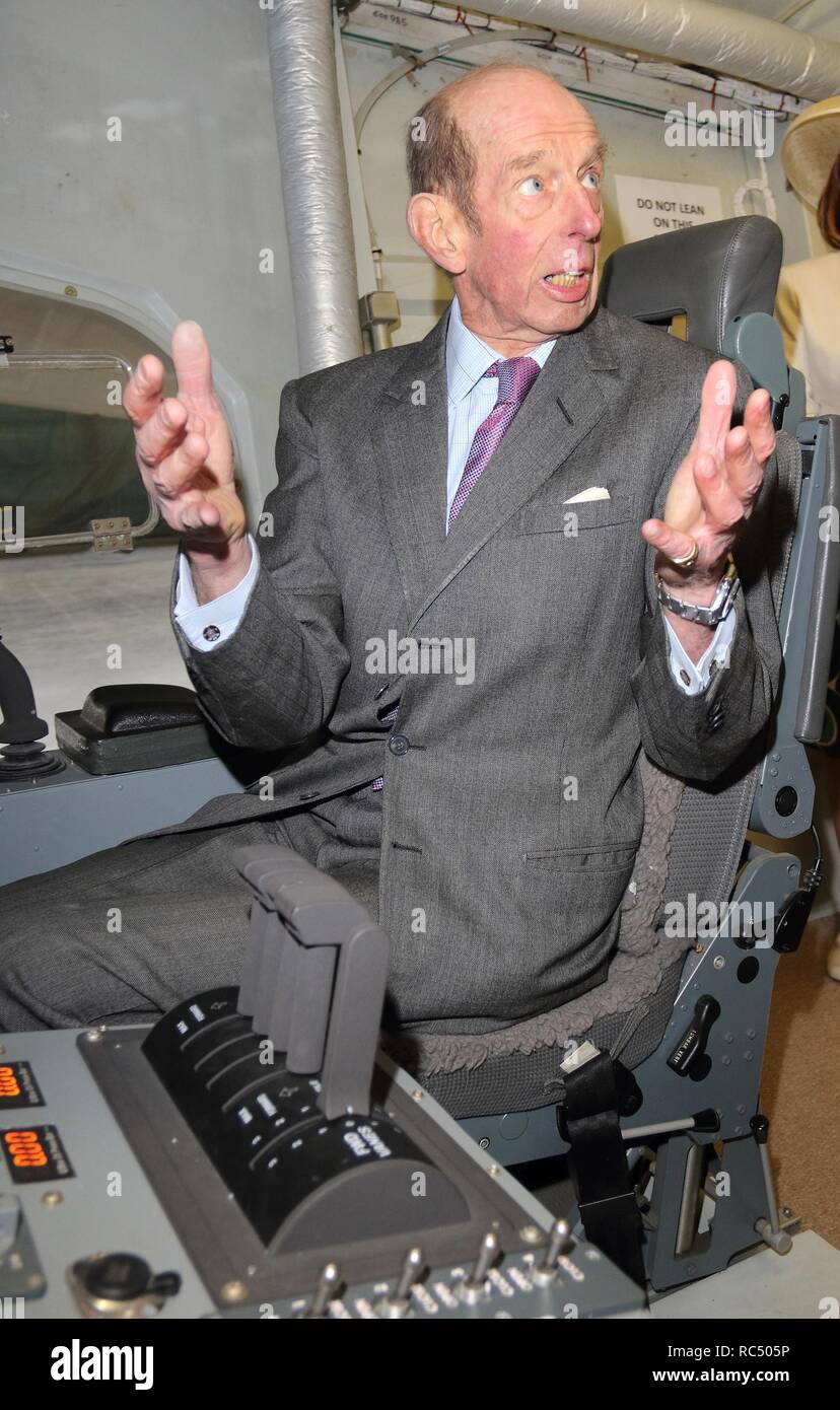 Prince Edward, Duke of Kent, HRH seen in the cockpit of Airlander 10 ...