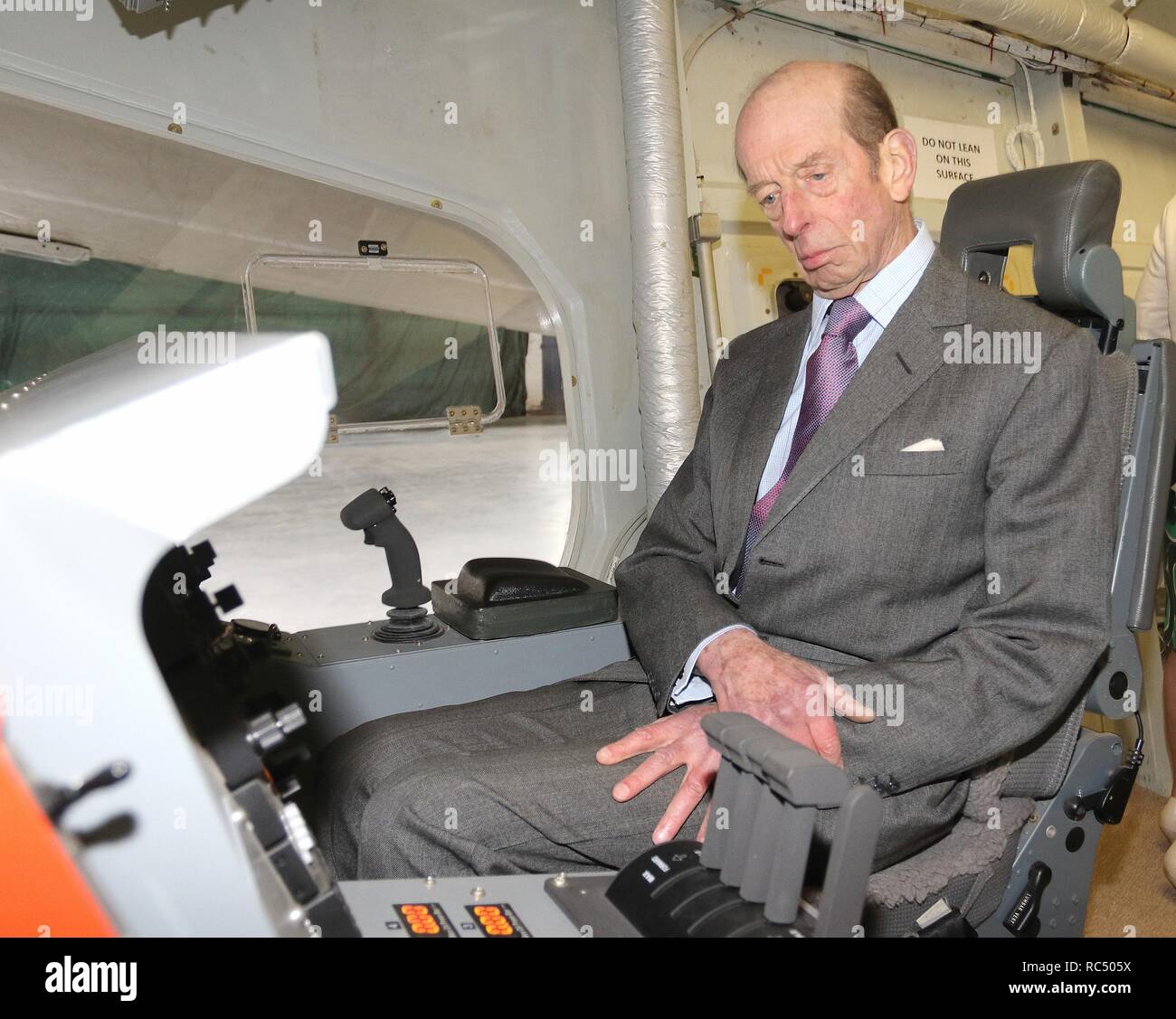 Prince Edward, Duke of Kent, HRH seen in the cockpit of Airlander 10 ...