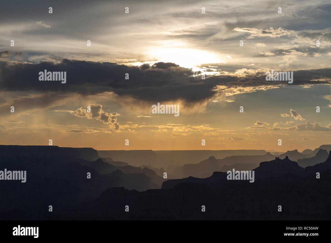 Dramatic view close to sunset over the Grand Canyon viewed from Desert ...